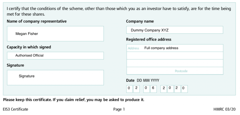 A step-by-step guide to completing an EIS Certificate