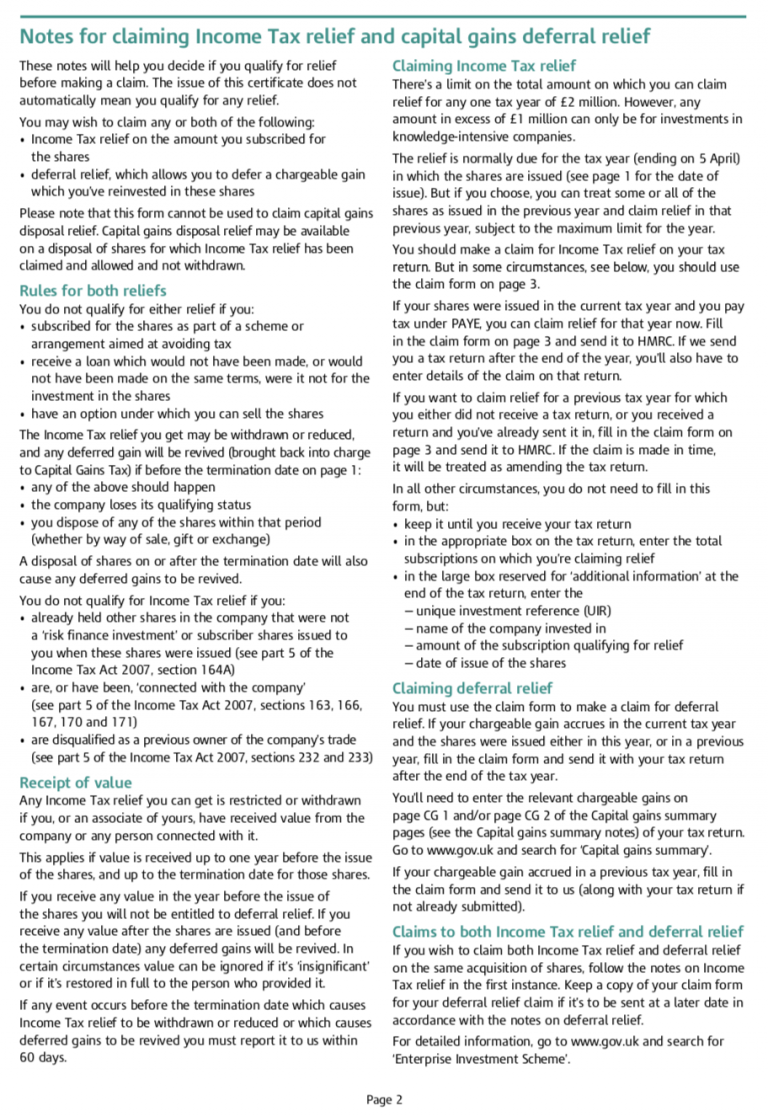 A step-by-step guide to completing an EIS Certificate